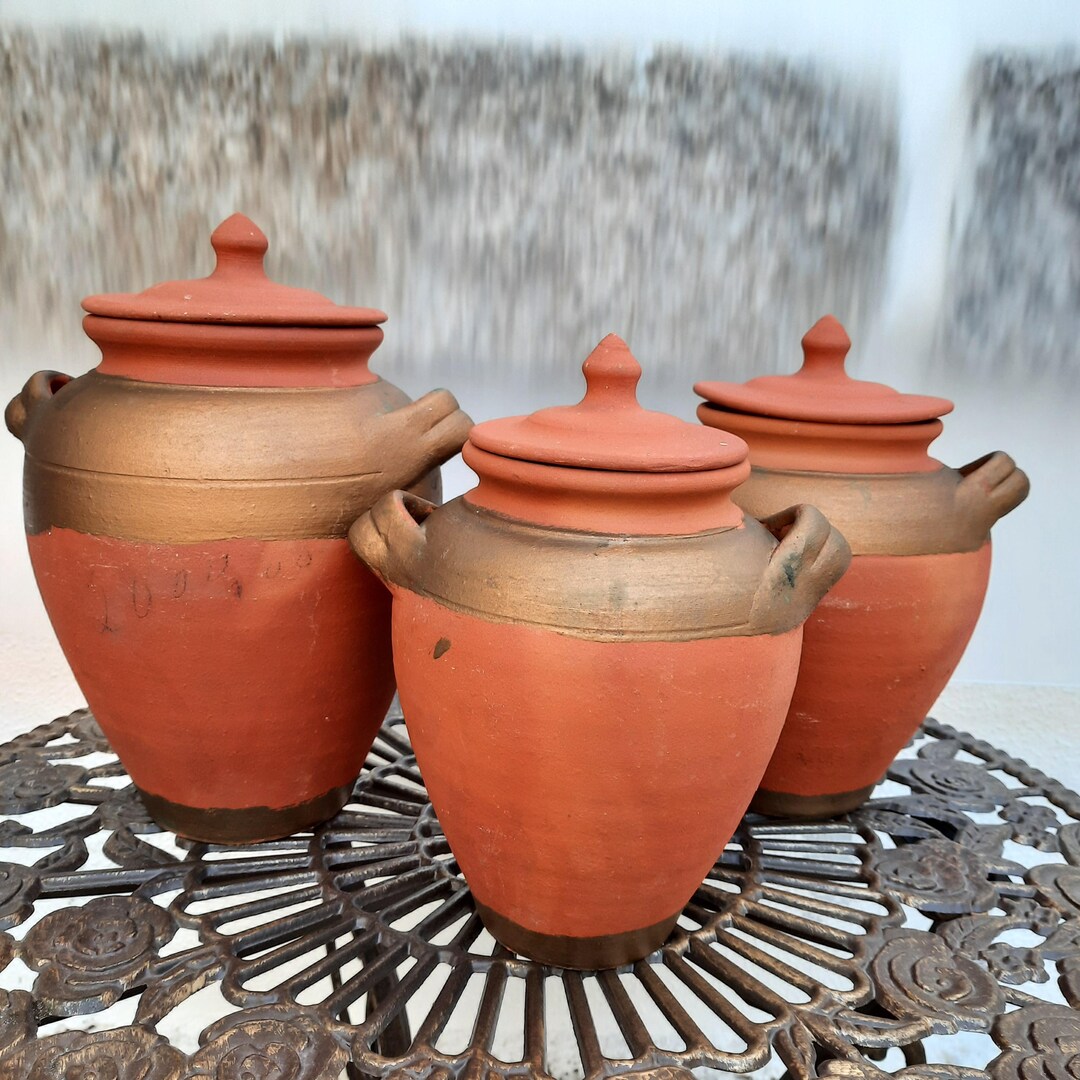 Terracotta Pots With Lids. Country Pottery - Etsy