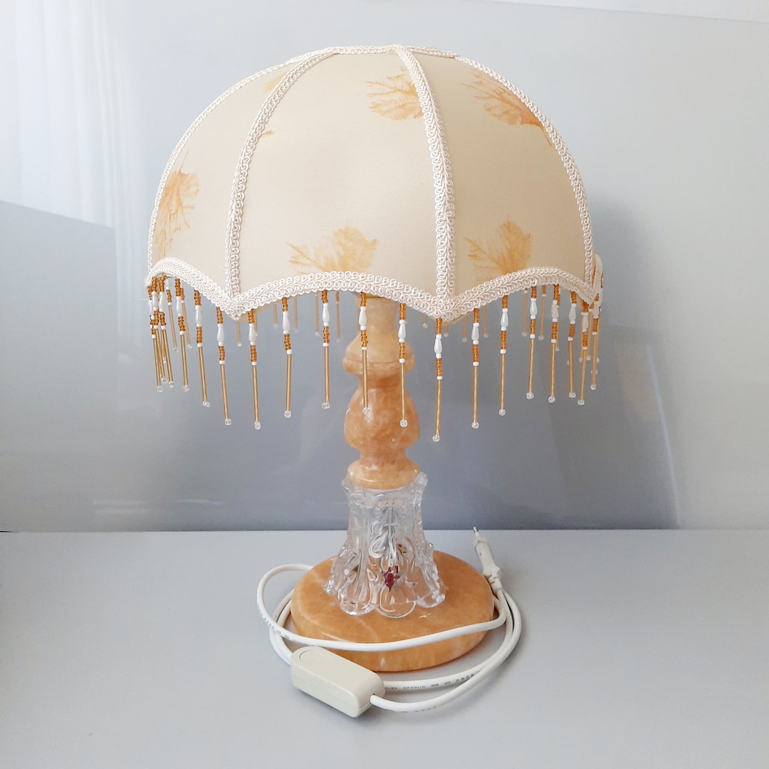 Alabaster Table Lamp With Shade. Vintage Bedside Lamp. - Etsy