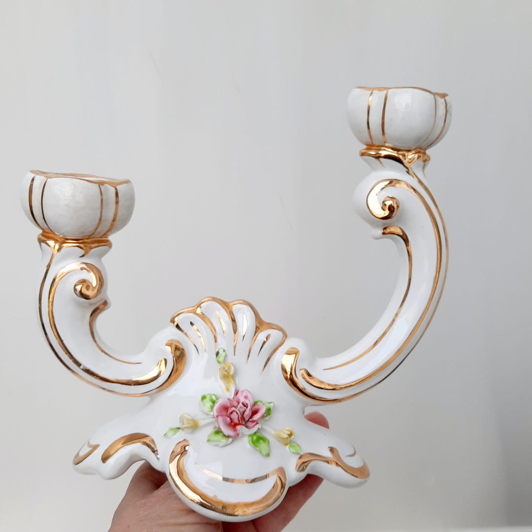 Vintage Porcelain Candlestick. Porcelain Candlestick by Alcobaça ...