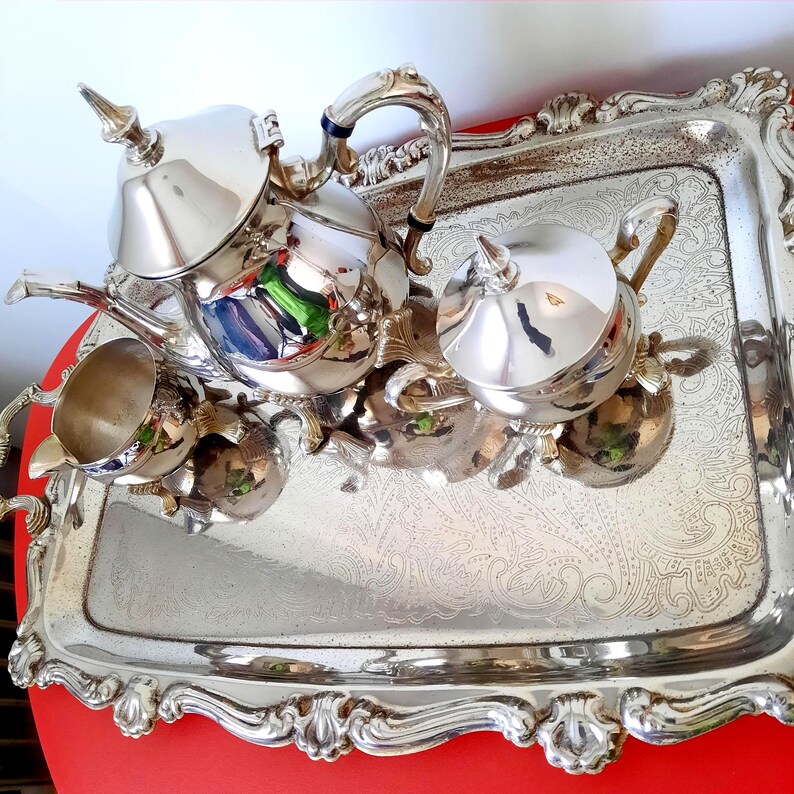 Vintage Silver Plated Tea and Coffee Set With Decorative Tray. - Etsy
