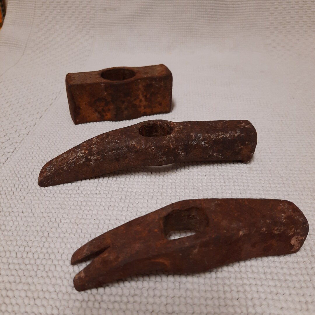 Antique Iron Hammers Without Handles. Three Vintage Rusty Hammers ...