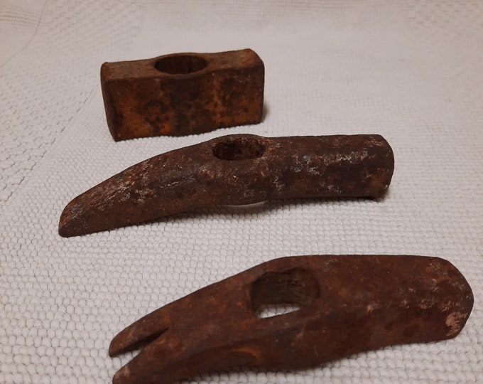 Antique Iron Hammers Without Handles. Three Vintage Rusty Hammers ...