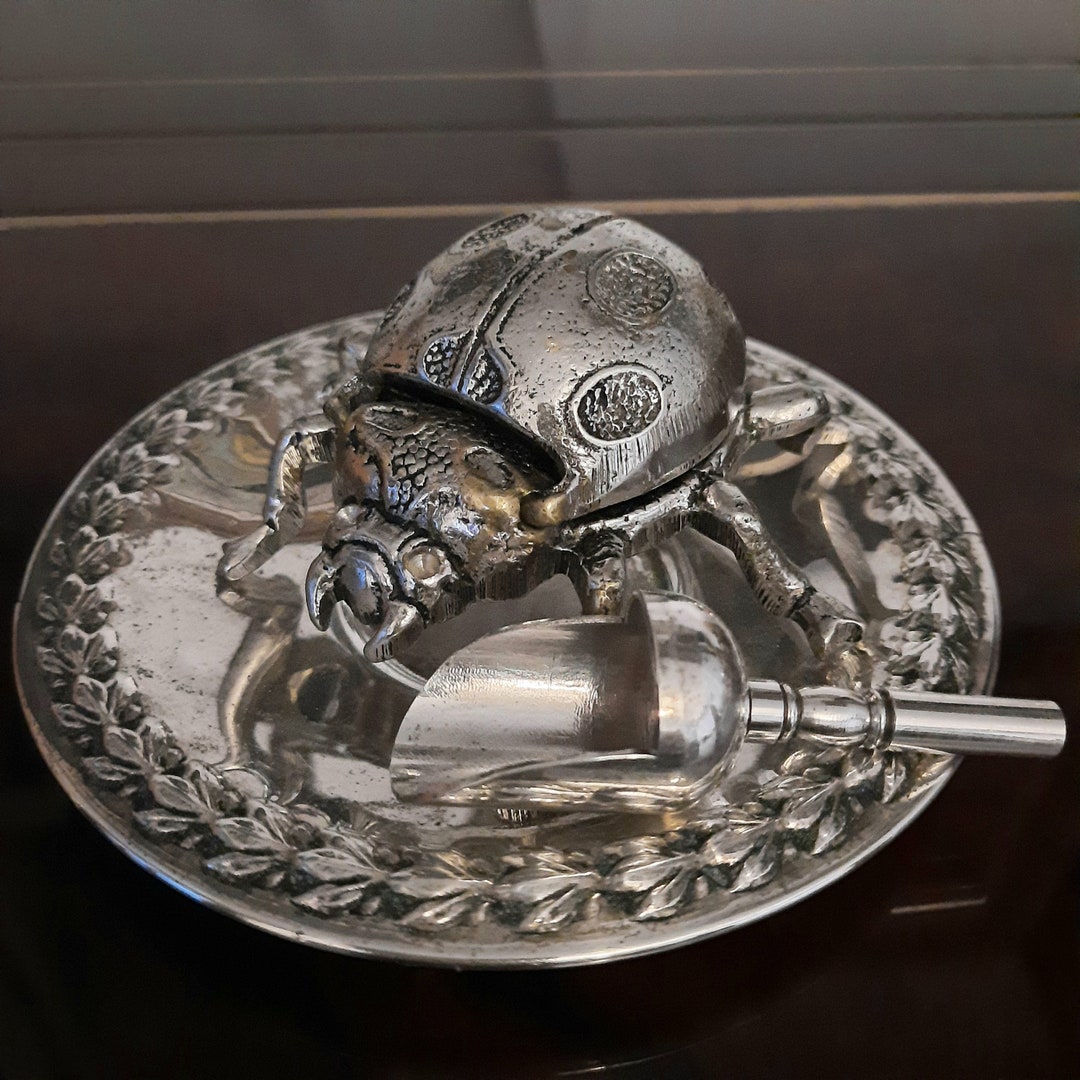 A Small Ashtray in the Shape of a Ladybug. Ashtray With Stand and Ladle ...