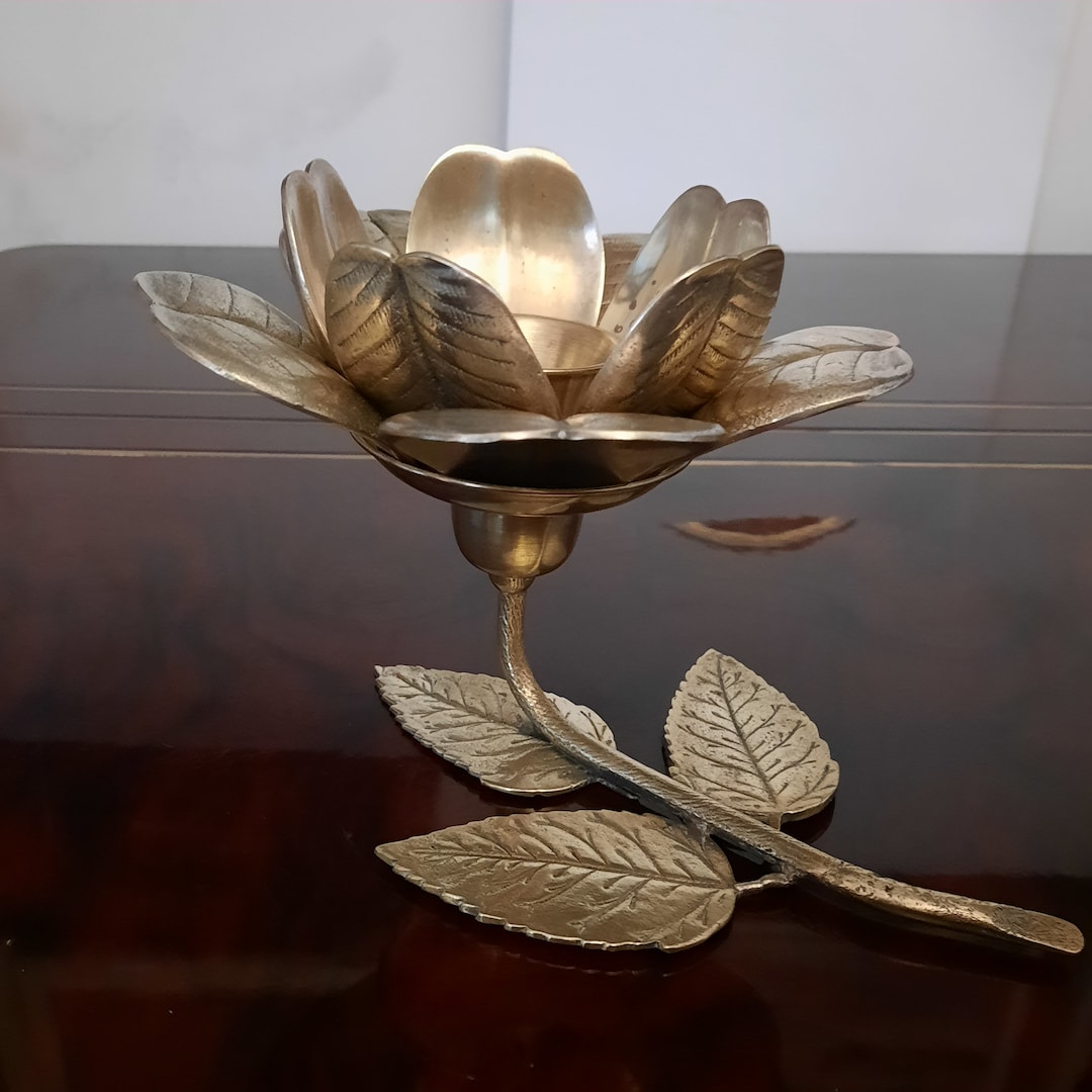 Ashtray - a Candlestick With Removable Petals. Souvenir. Brass.vintage ...