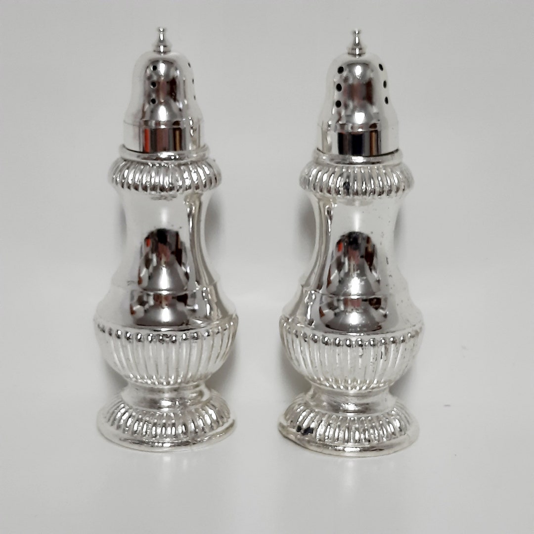 Pair of Antique Silver Plated Salt and Pepper Shakers/condiment ...