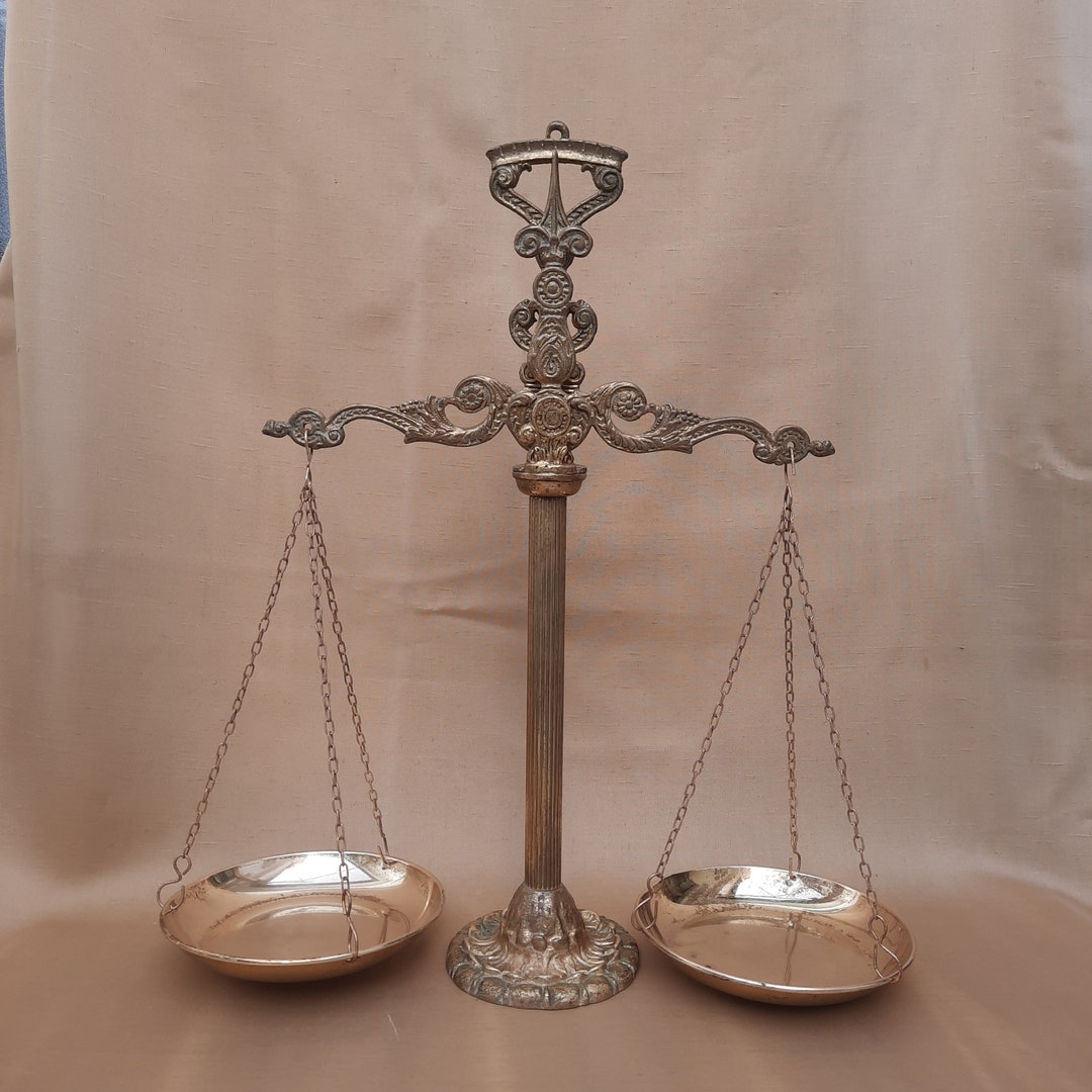 Vintage Decorative Scales of Justice. Brass Scales. the Brass Decor of ...