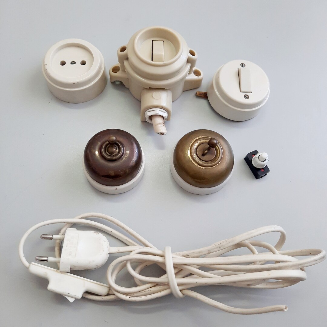 Electric Switches Antique 4 Pcs. Light Switches Ceramic, Brass,plastic ...