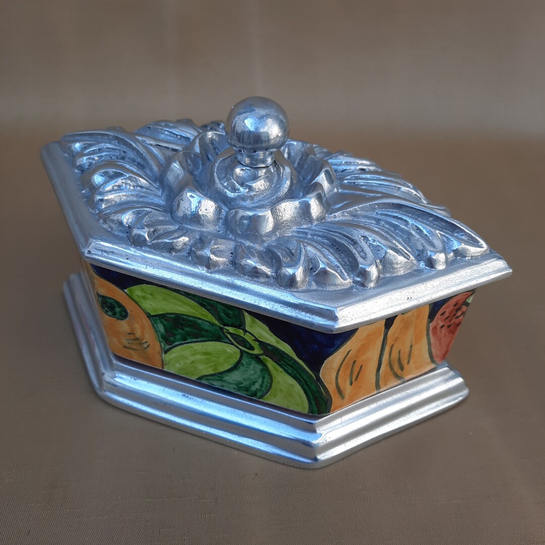 Vintage Ceramic Hexagonal Box. Vessel Made of Mexican Clay. Box With a ...