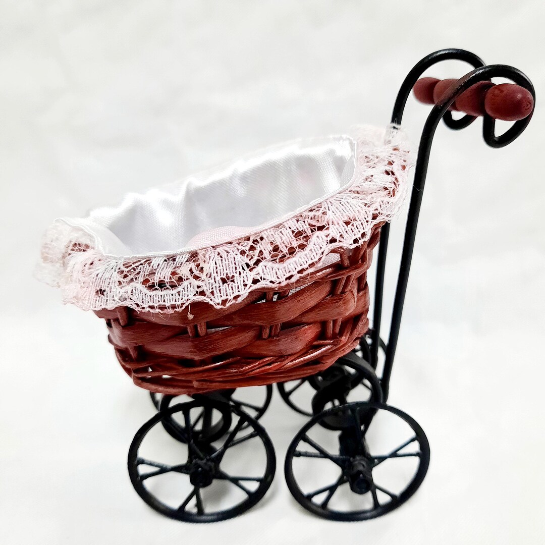 Vintage Wicker Doll Stroller: Miniature Dollhouse Toy - Etsy