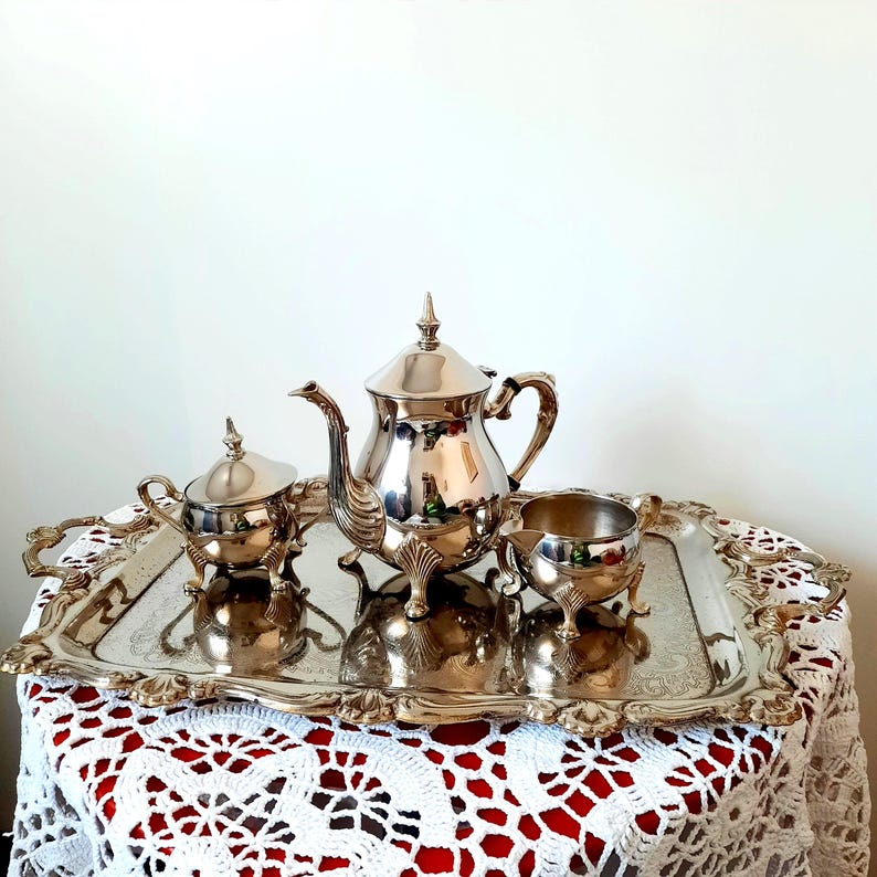 Vintage Silver Plated Tea and Coffee Set With Decorative Tray. - Etsy