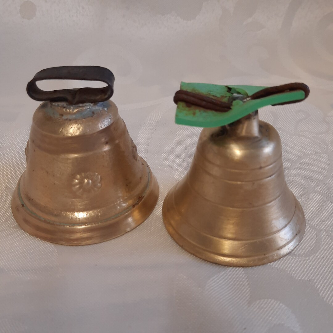 Pair of Antique Brass Bells. Vintage Handmade Bells. - Etsy