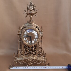 Brass Alloy Clock, Quartz Mantel Clock, Desk Clock, Table Clock Retro ...