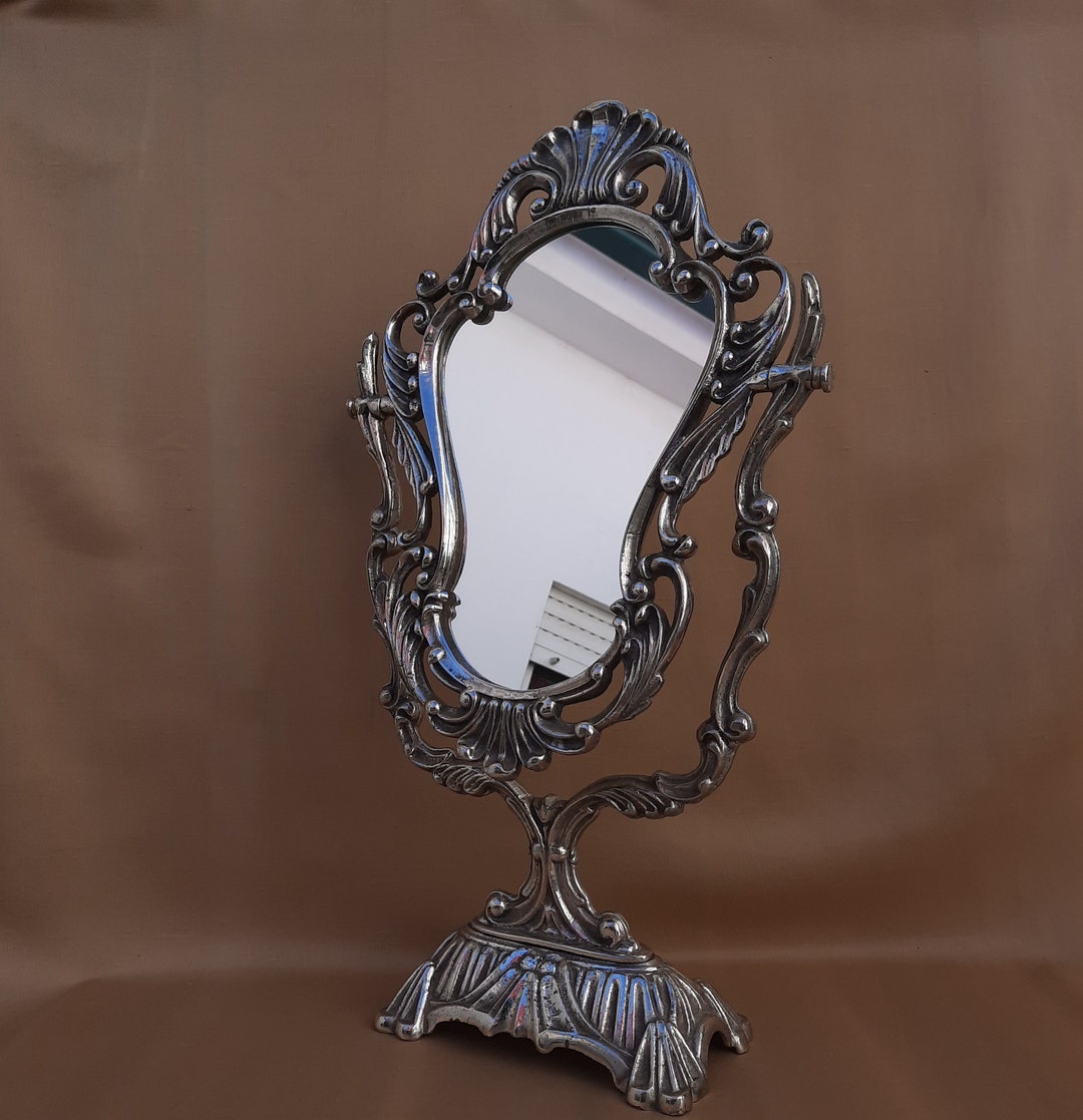Antique Table Mirror/large Brass Leg Mirror/portuguese Vintage - Etsy