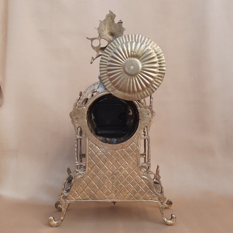 Brass Alloy Clock, Quartz Mantel Clock, Desk Clock, Table Clock Retro ...