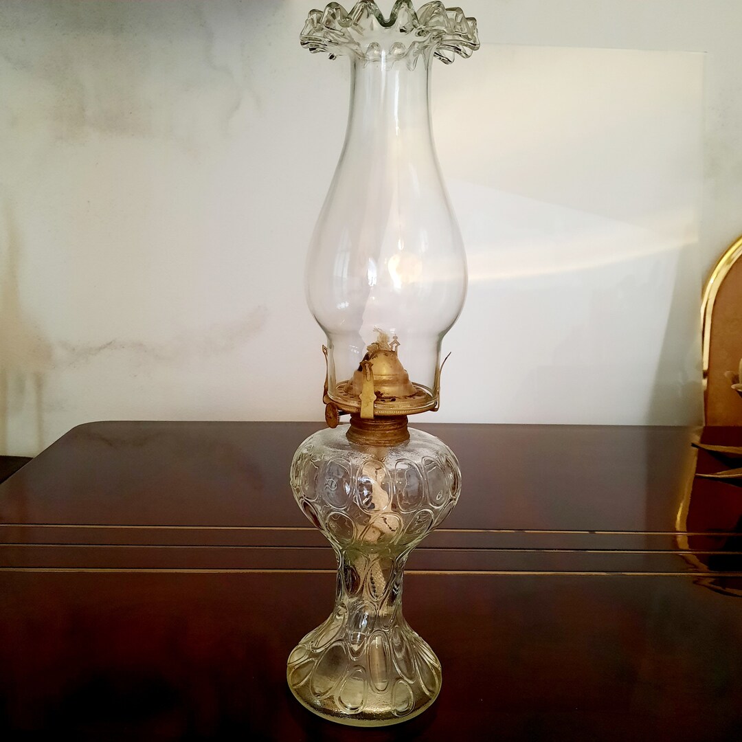 Vintage Glass Oil Lamp. Kerosene Lamp Made of Transparent Glass ...