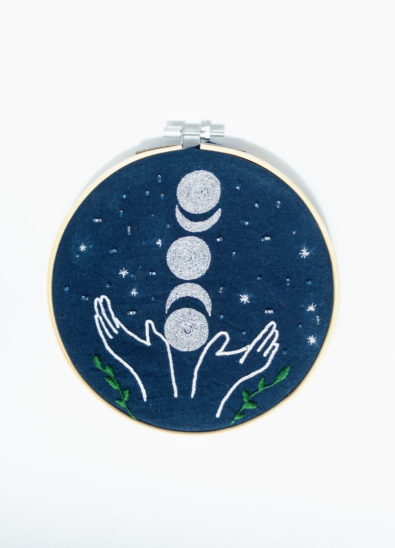 Moon Phases | Finished Embroidery Hoop | Hand Embroidery - Etsy