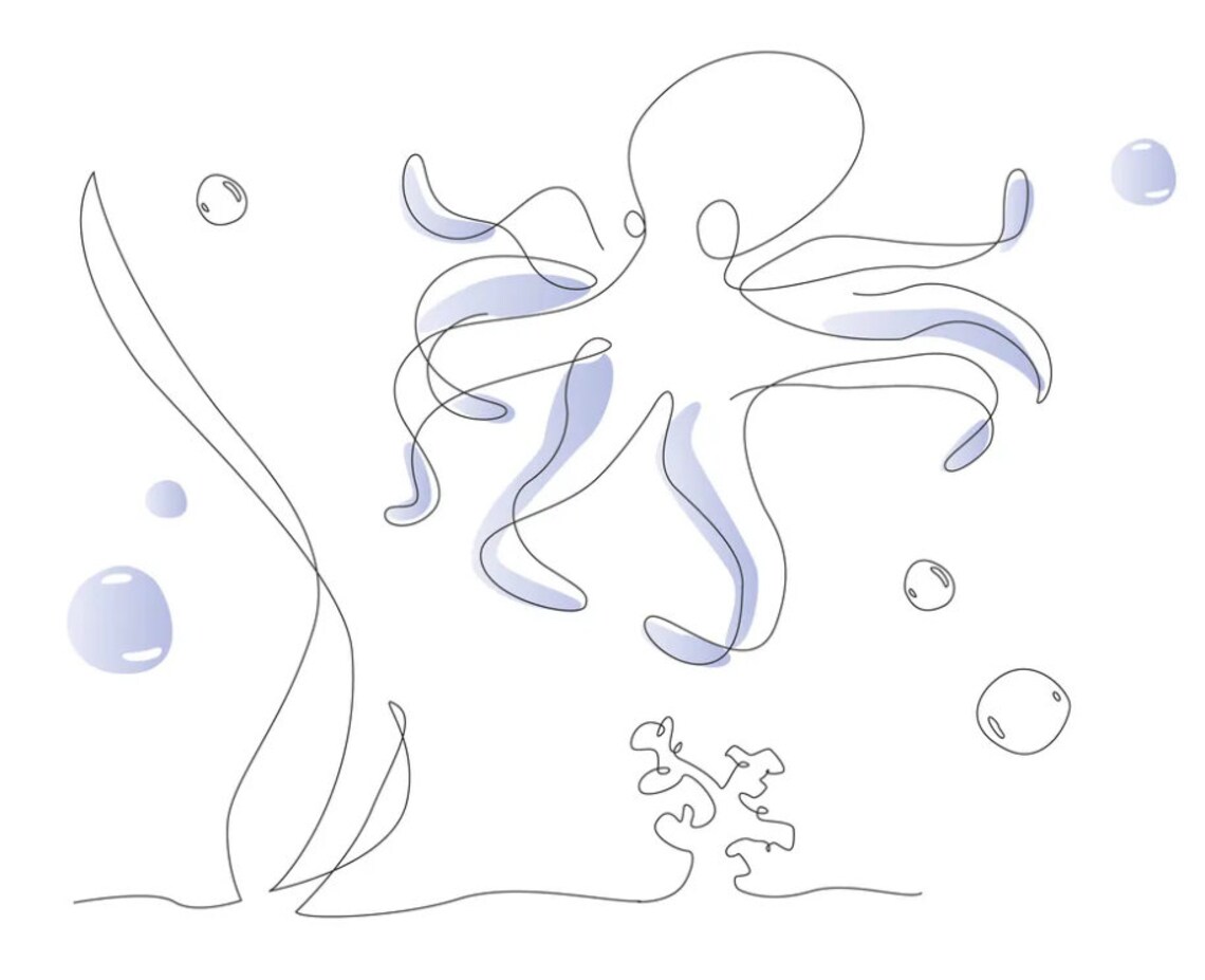 One Line Octopus Sea Life Line Art Image - Etsy