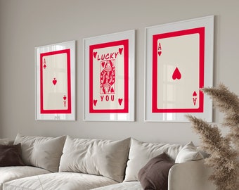 Red Ace Card Poster - Etsy