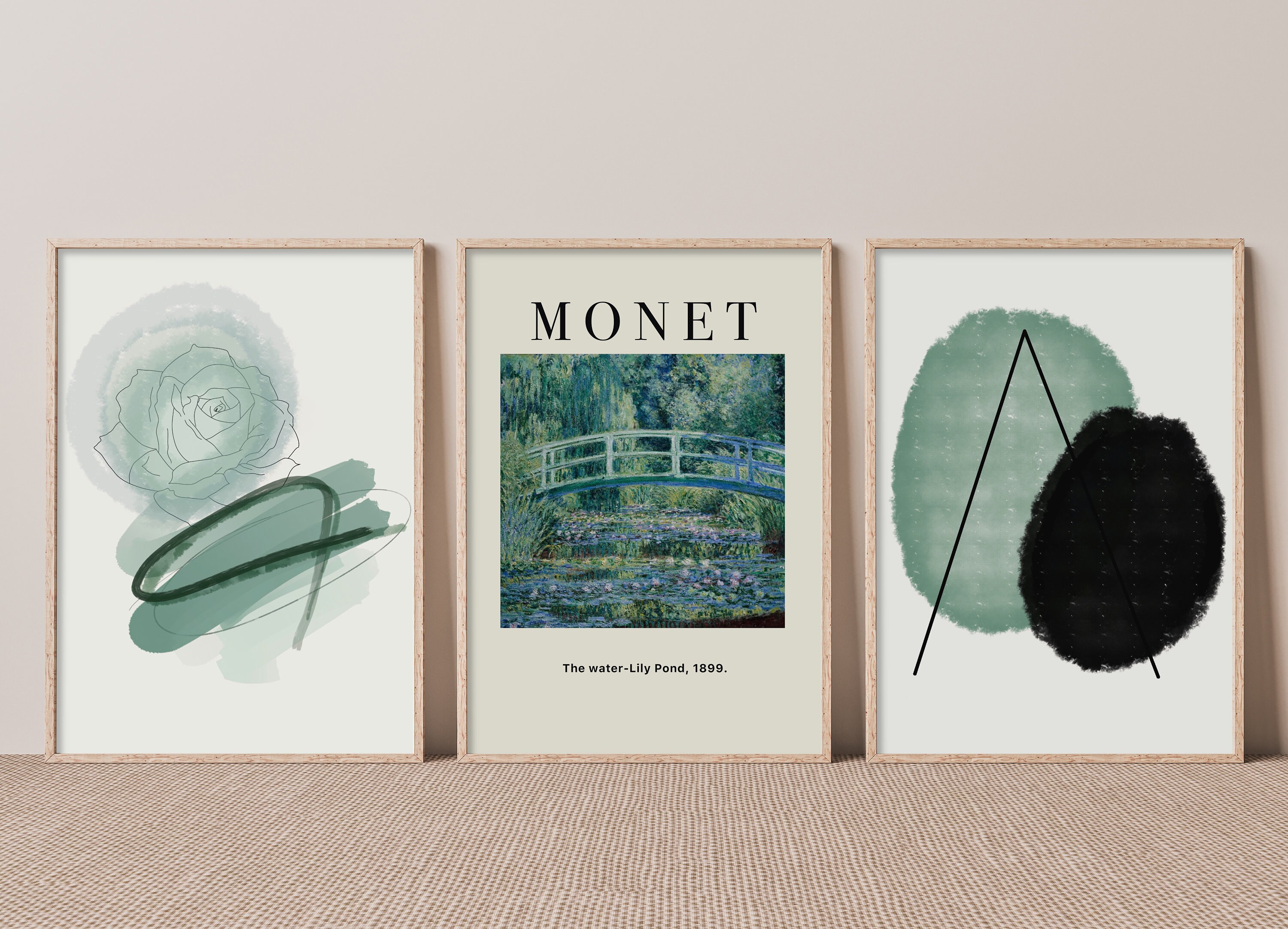 Monet Print Set 3 Wall Art | Claude Monet Water Lilies | Printable ...