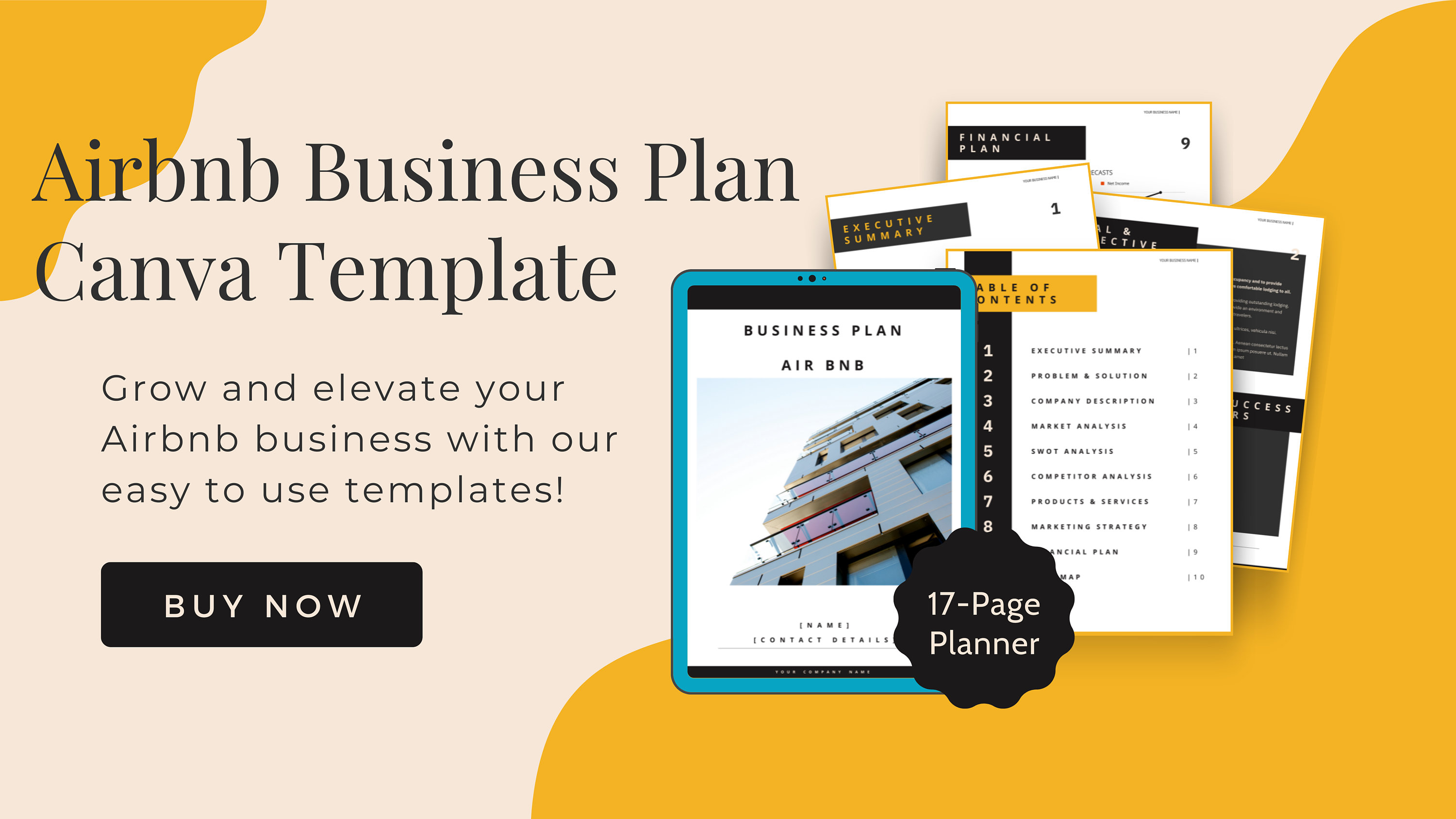 Airbnb Business Plan Canva Template, Small Business Planner, Start up ...