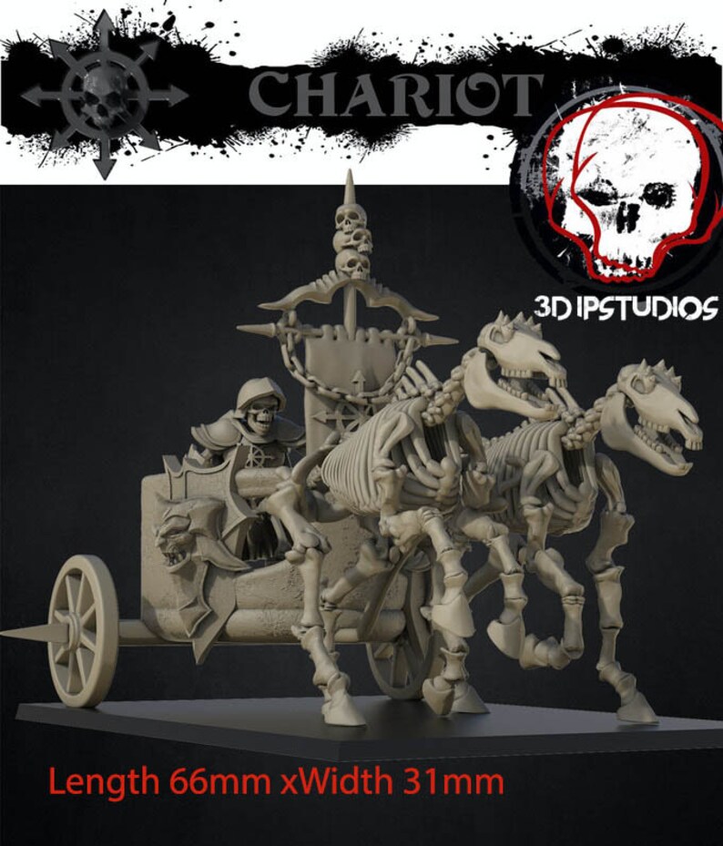 Skeleton Chariot 50mmx 100mm base résine coulée miniatures - Etsy France