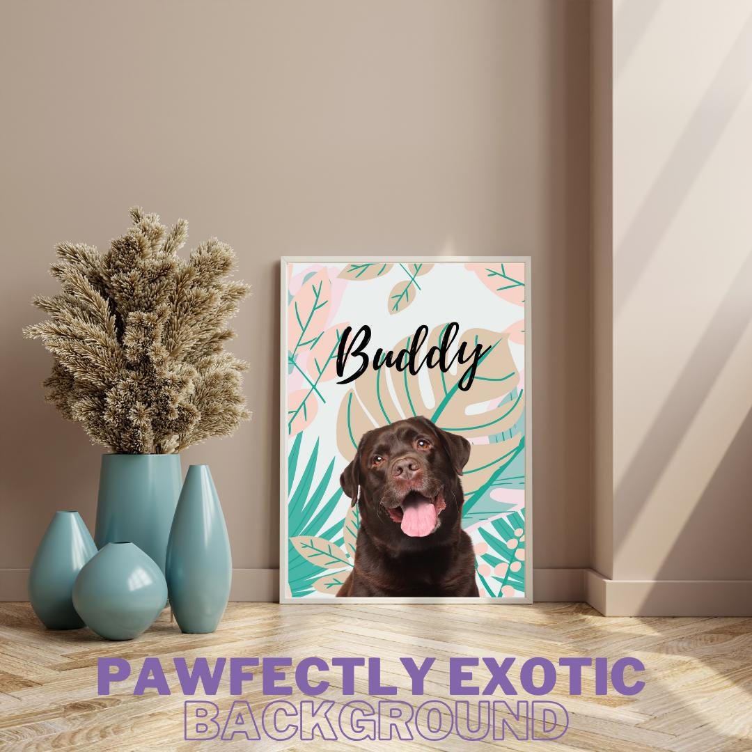 Custom Pet Portrait Poster Personalized Dog & Cat Print From Your Photo ...