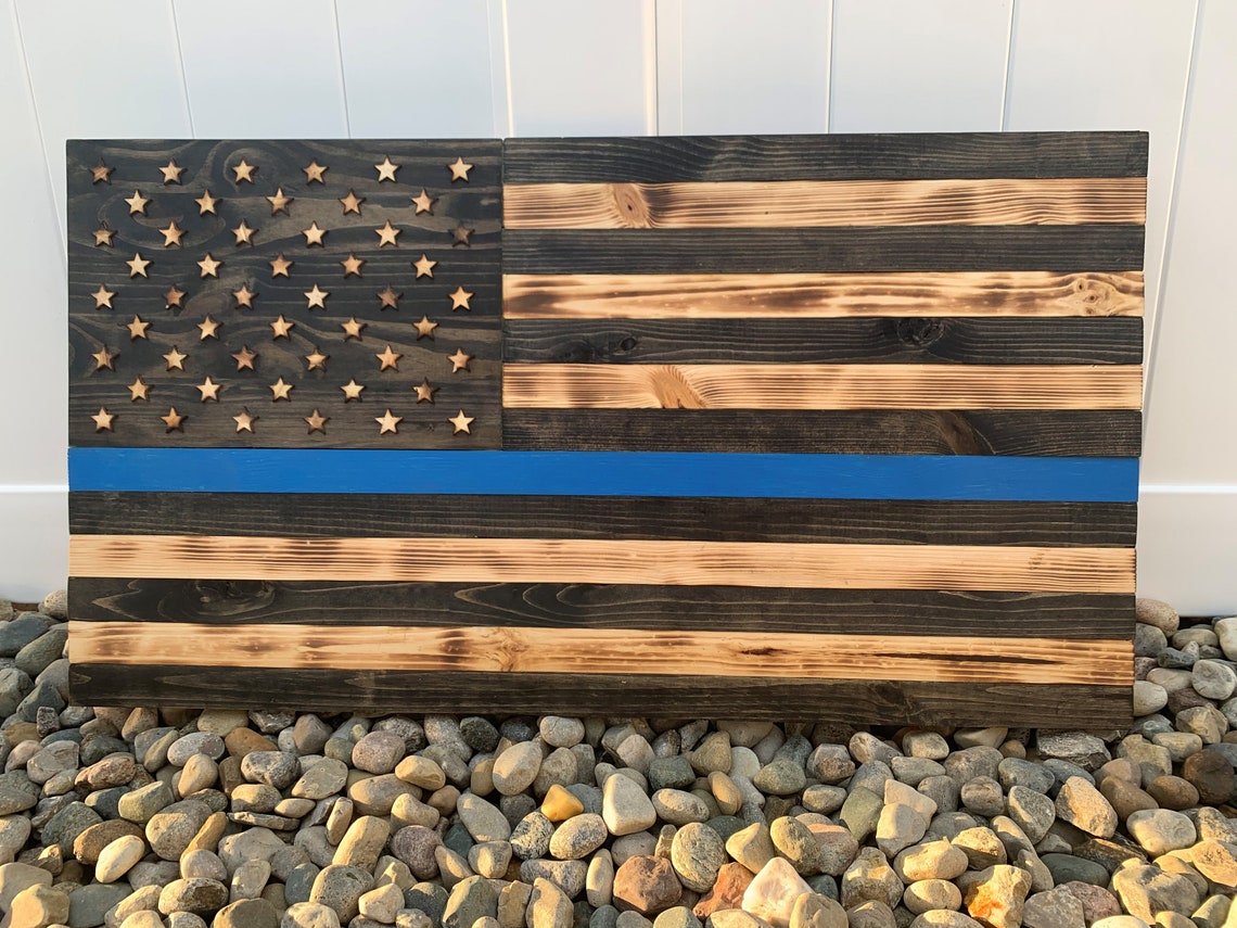 Wood Thin Blue Line Flag - Etsy