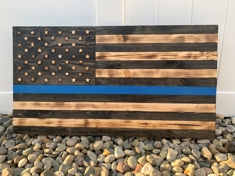 Wood Thin Blue Line Flag - Etsy