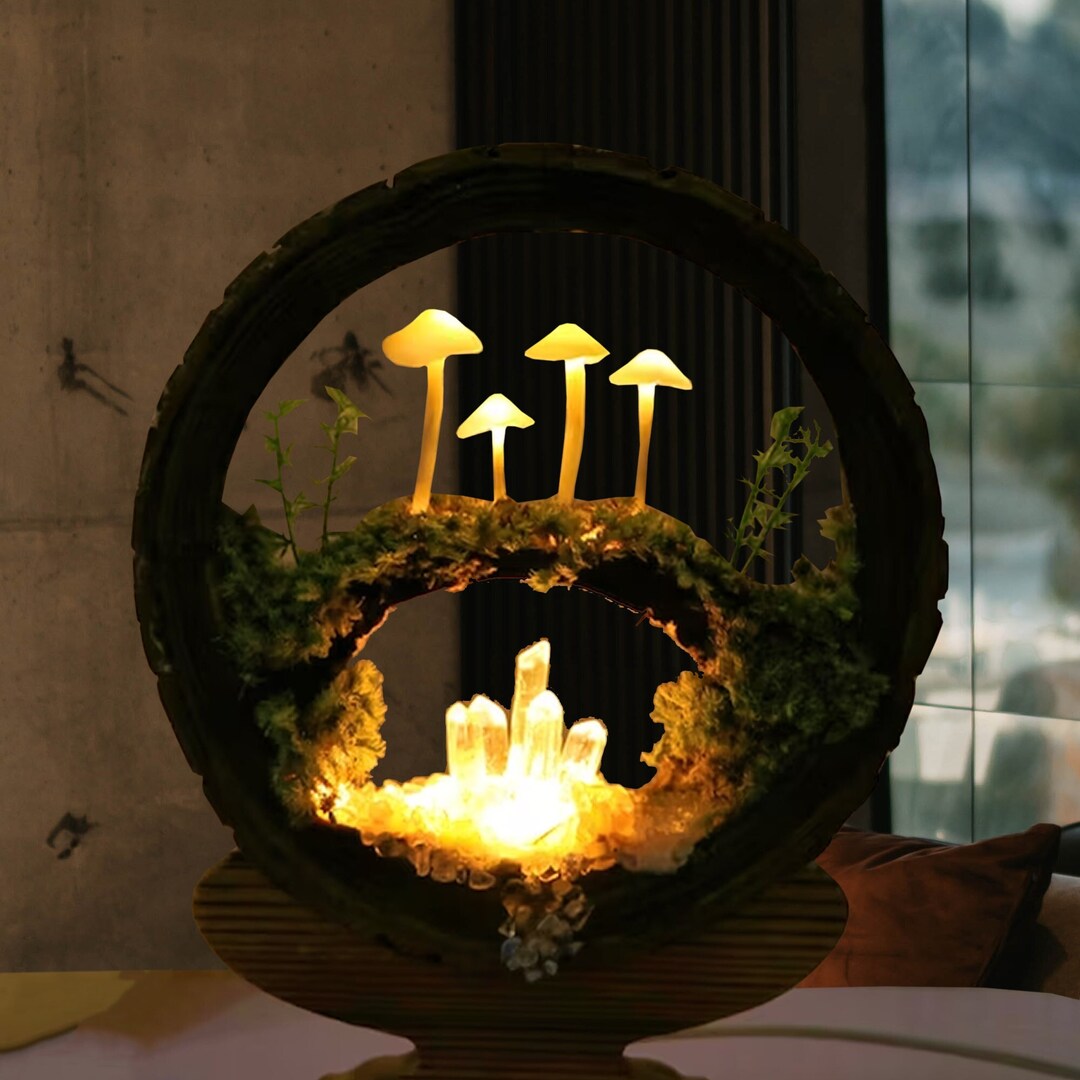 Log Ornaments, Creative and Cute Mushroom Lights, Crystal Led Night ...