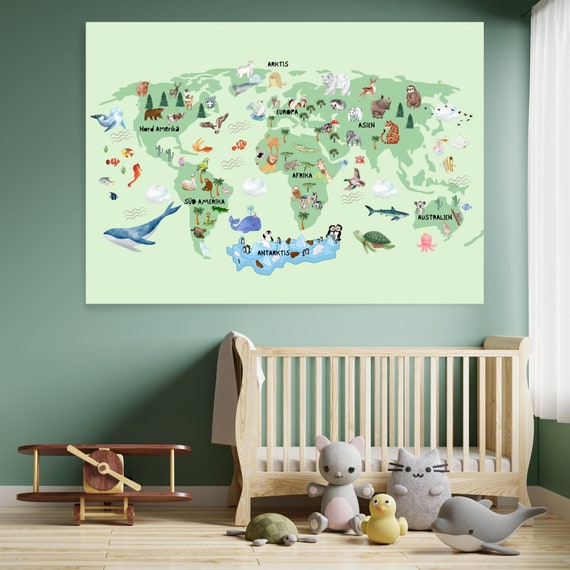 XL World Map for Children in 4 Colours DIN A1 & DIN A2 - Etsy