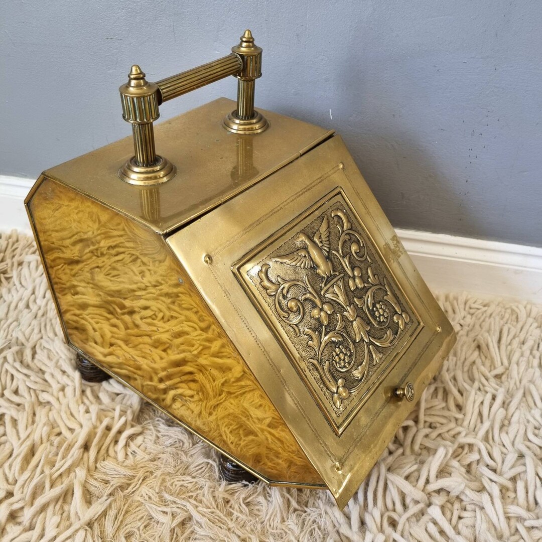 Victorian Solid Brass Coal Scuttle Box Kindling Hod Cube / - Etsy UK