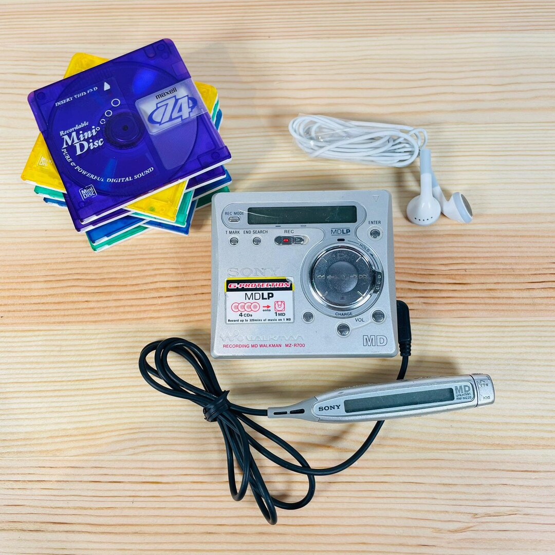 Vintage Sony Walkman MZ-R700 Recordable Minidisc Player RM MZ2S Control Stick Music Mini Discs ...