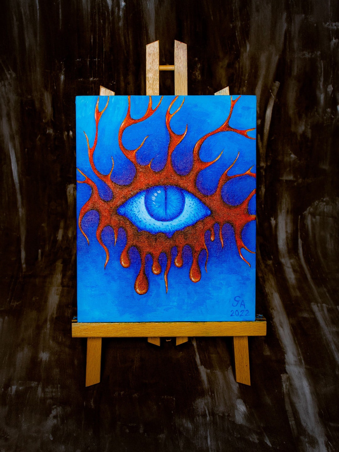 Drip Eye Painting, Psychedelic Surrealist Original Acrylic Painting in ...