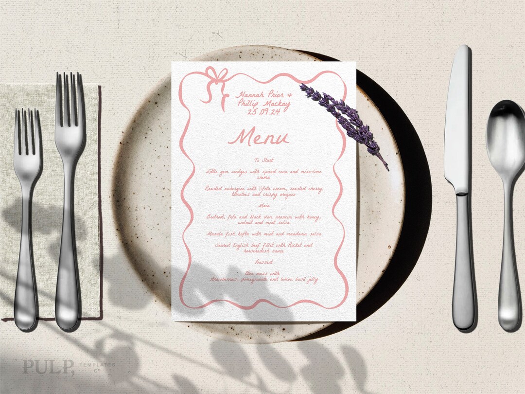 MENU TEMPLATE DOWNLOAD | Handwritten Retro Wavy Scallop Edge Menu With ...