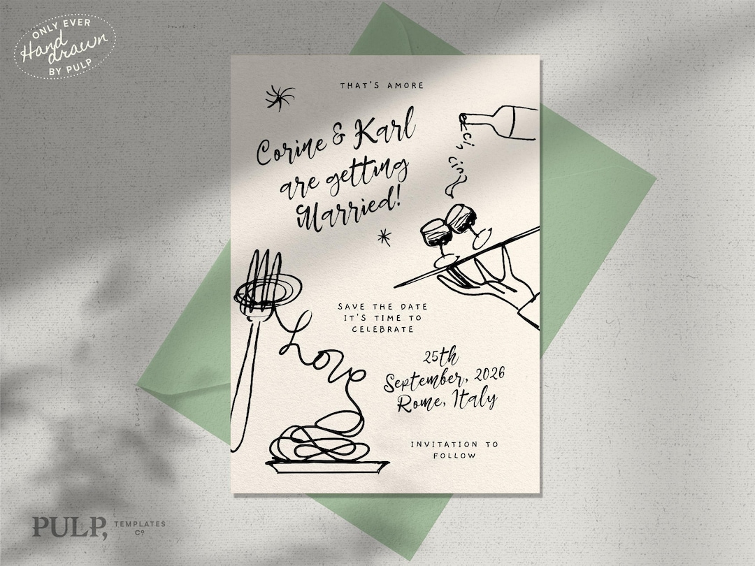 SAVE THE DATE Template | Cute Whimsical, Funky, Hand Drawn | Retro ...