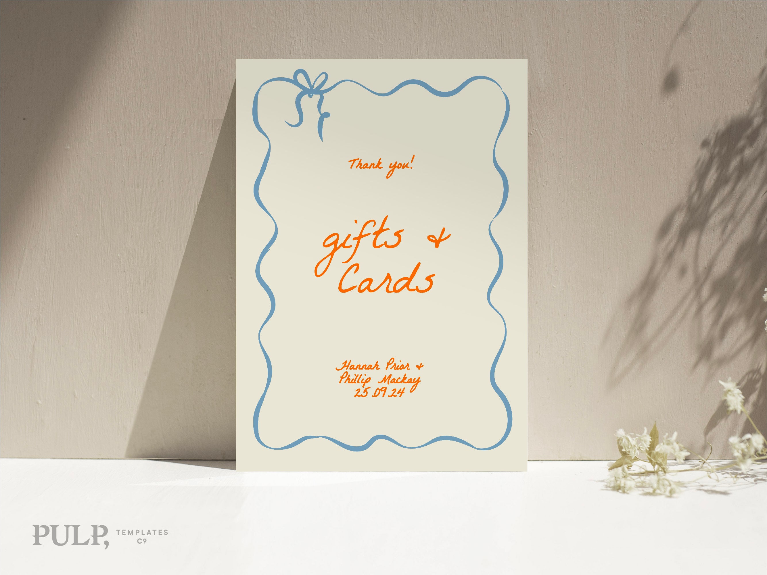 GIFT TABLE SIGN Template Retro Ribbon Scallop Wavy Edge - Etsy