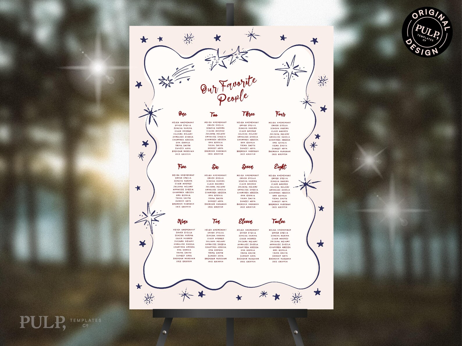 SEATING CHART TEMPLATE | Celestial, Astral Theme Wedding | Hand Drawn ...