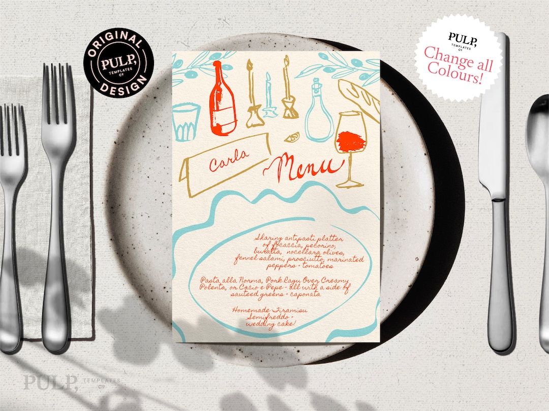 PERSONALIZED MENU Template | Hand Drawn & Handwritten Scribble ...