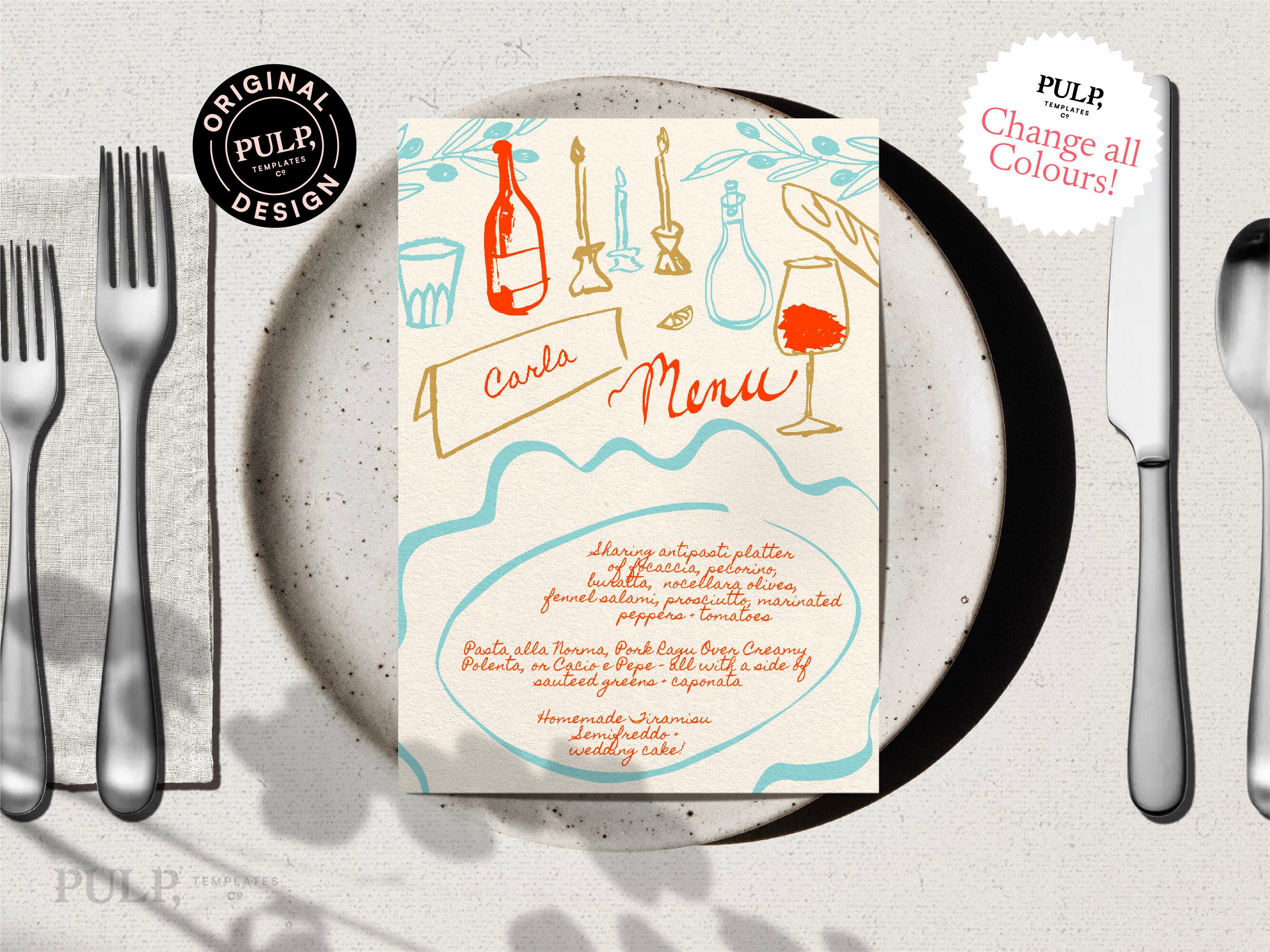 PERSONALIZED MENU Template Hand Drawn & Handwritten Scribble - Etsy