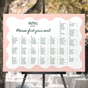 SEATING CHART TEMPLATE (alphabetical) | Wedding Reception Seating Chart ...