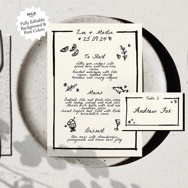 Handwritten Menu Card - Etsy