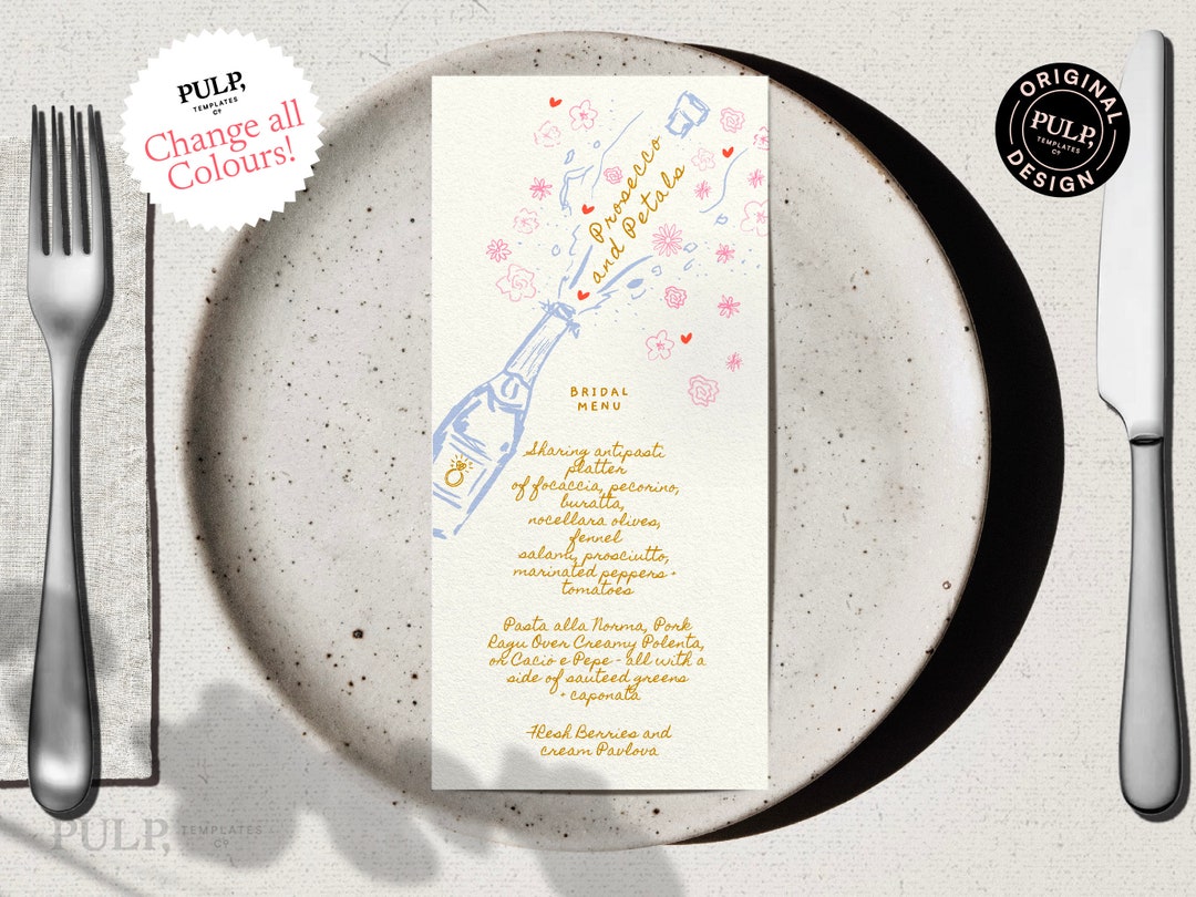 BRIDAL SHOWER MENU | 4x9 and Dl Size | Wedding, Baby Shower, Party Menu ...