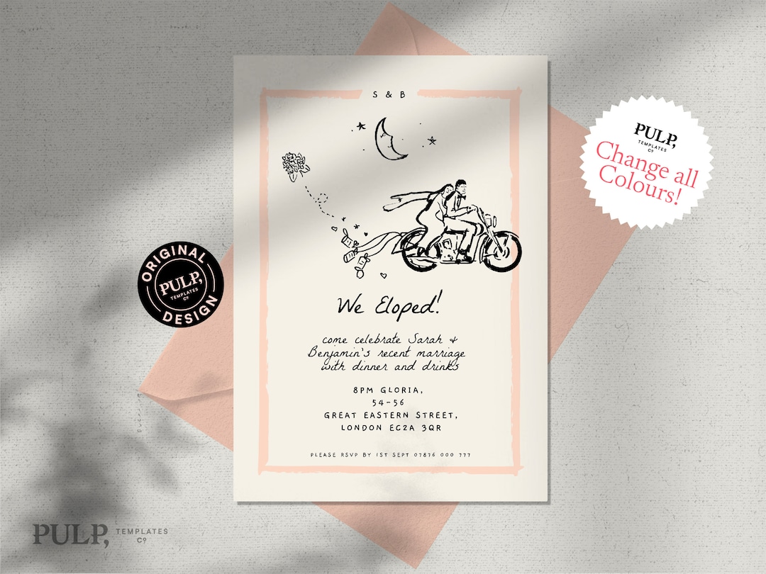 ELOPEMENT INVITE Template | Post Wedding Party Invitation | Colorful ...