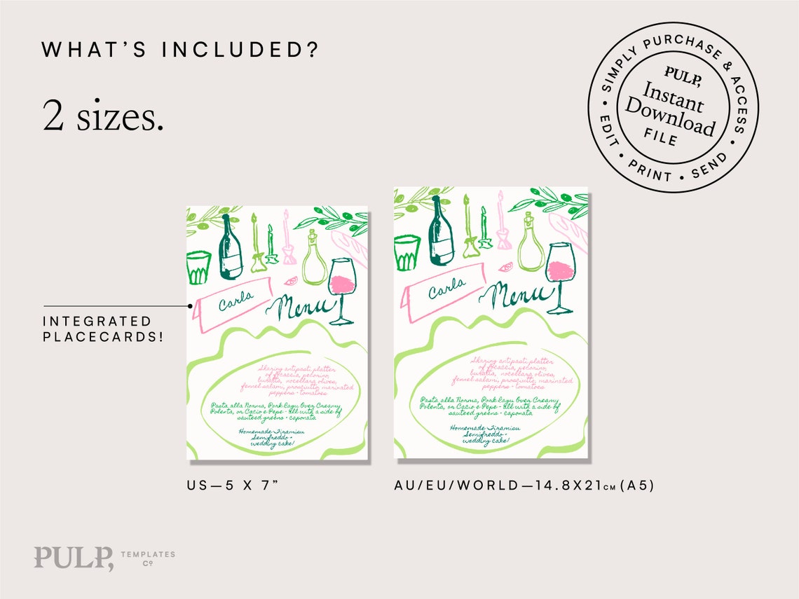 PERSONALIZED MENU Template Hand Drawn & Handwritten Scribble - Etsy UK