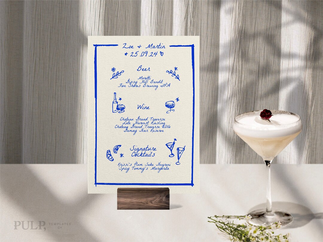 BAR + DRINKS MENU Template | Hand Drawn & Handwritten Scribble ...