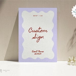 CUSTOM SIGN TEMPLATE | Wavy Scallop Edge Sign Download | Wedding Sign ...