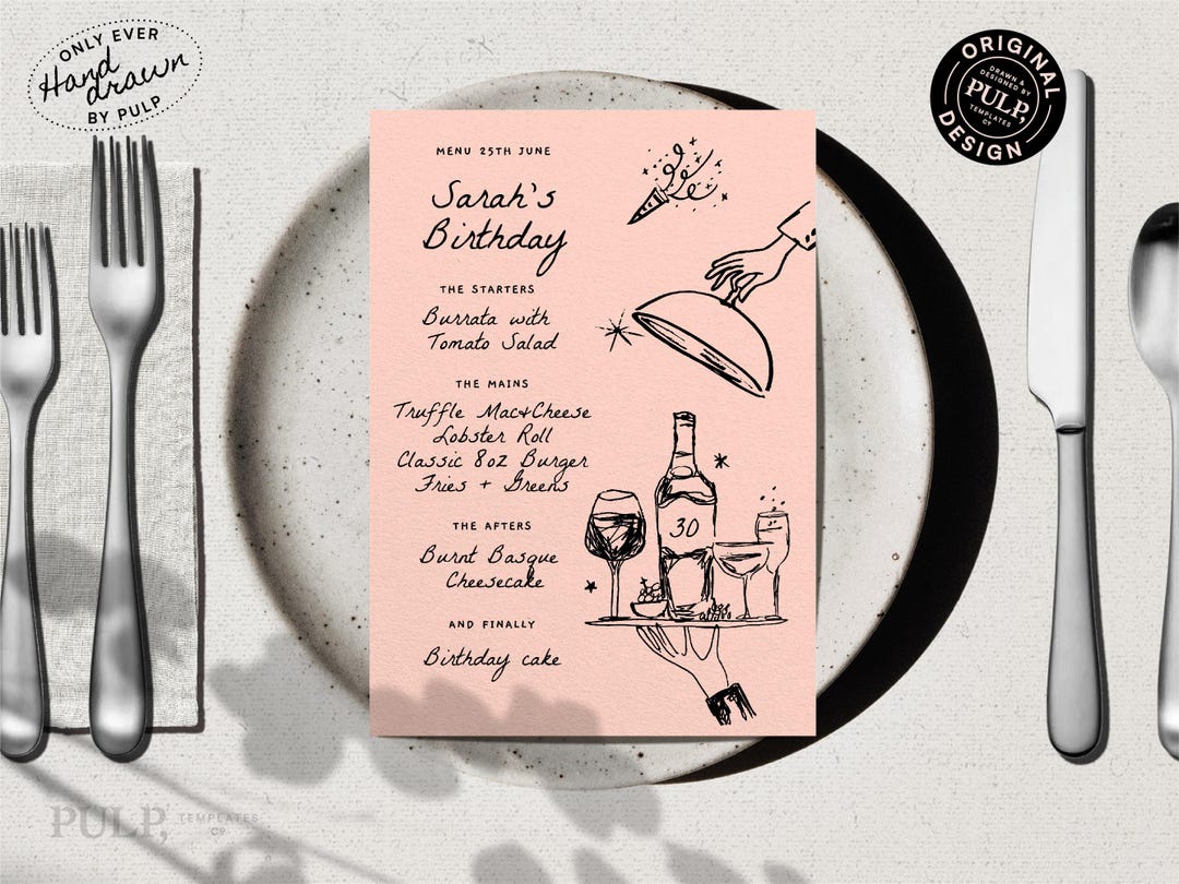 MENU Template | Hand Drawn & Handwritten Scribble Illustrated Whimsical ...