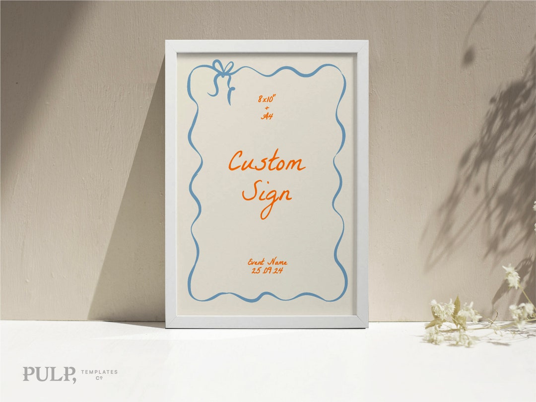 CUSTOM SIGN TEMPLATE | Wavy Scallop Edge Sign Download | Wedding Sign ...