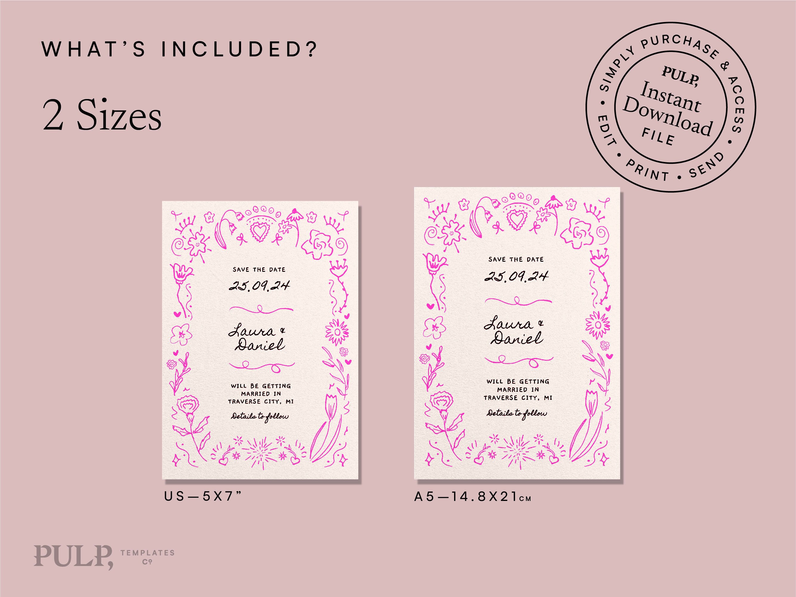 SAVE THE DATE Template Colorful Whimsical Funky Scribbled - Etsy