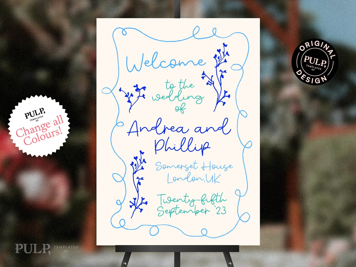 WELCOME SIGN Template | Colorful, Whimsical, Funky, Hand Drawn, Wavy ...